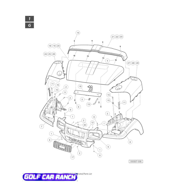 PANEL, COWL, PS, GL DRK GRAY - 103959414 — GOLF CAR RANCH